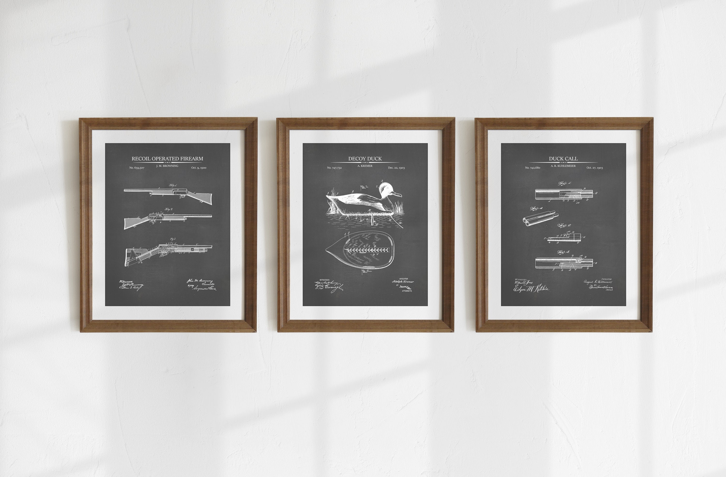 Duck Hunting Patent Prints - Set of 3 - Printable Patent Artwork, Duck ...