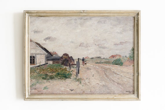 Vintage Landscape Print Danish Country Painting Farmhouse - Etsy