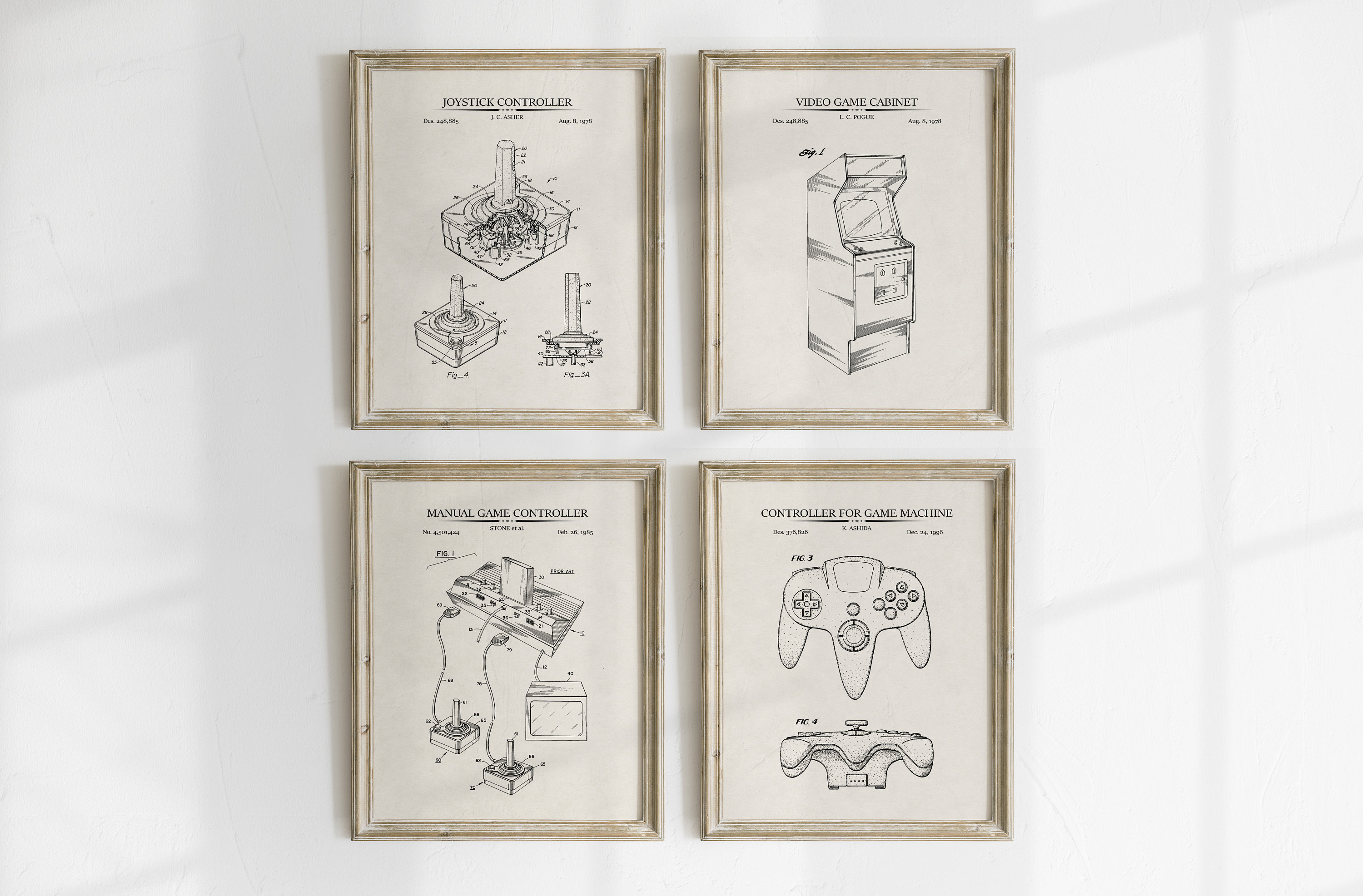 Retro Gaming Patent Prints - Set of 4 - Printable Patent Artwork, Retro ...