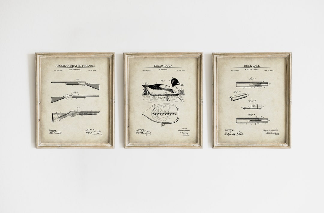 Duck Hunting Patent Prints - Set of 3 - Printable Patent Artwork, Duck ...