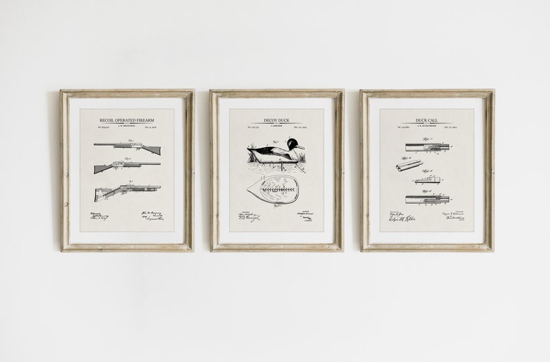 Duck Hunting Patent Prints - Set of 3 - Printable Patent Artwork, Duck ...