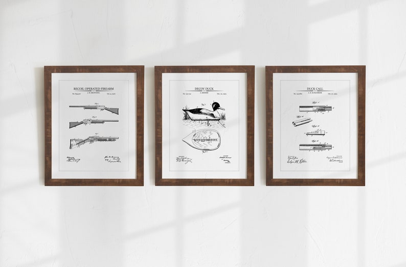 Duck Hunting Patent Prints - Set of 3 - Printable Patent Artwork, Duck ...