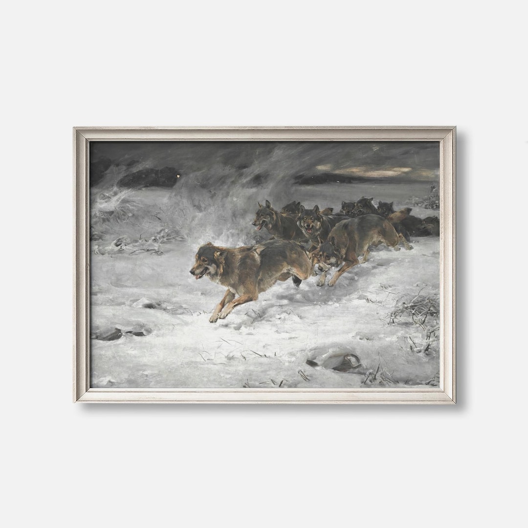 Wolf Pack Snow Scene Printable Art | Rustic Cabin Decor Wall Art ...