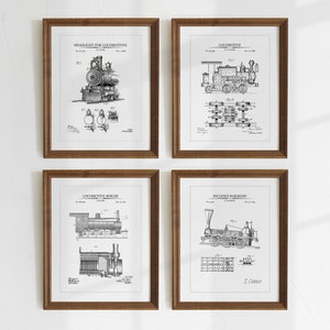 Train Patent Prints - Set of 4 - Printable Patent Artwork - Train Wall ...