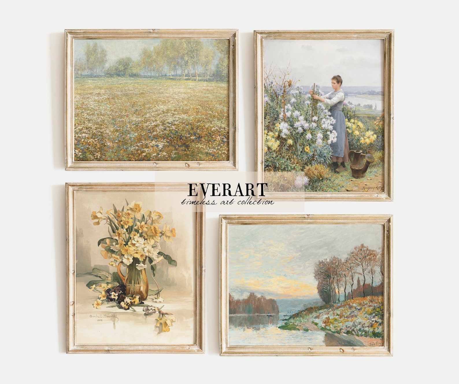 Spring Gallery Wall Set of 4 Vintage Paintings Printable - Etsy