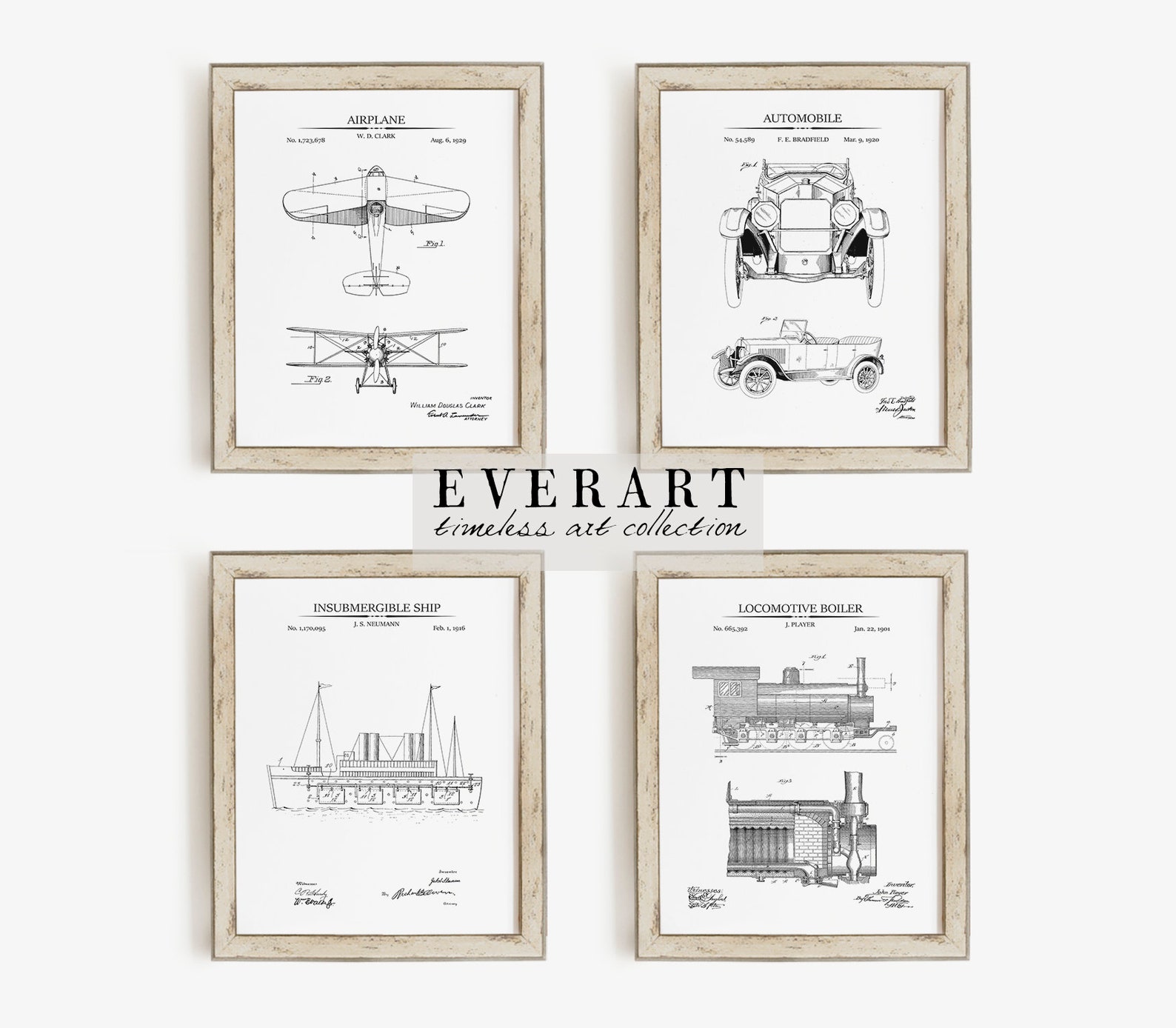 Vintage Vehicle Patent Prints Set of 4 Printable Patent - Etsy