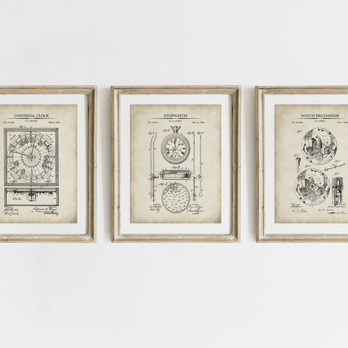 Vintage Watch Patent Prints Set of 3 Antique Watches & - Etsy