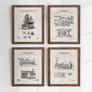 Train Patent Prints - Set of 4 - Printable Patent Artwork - Train Wall ...