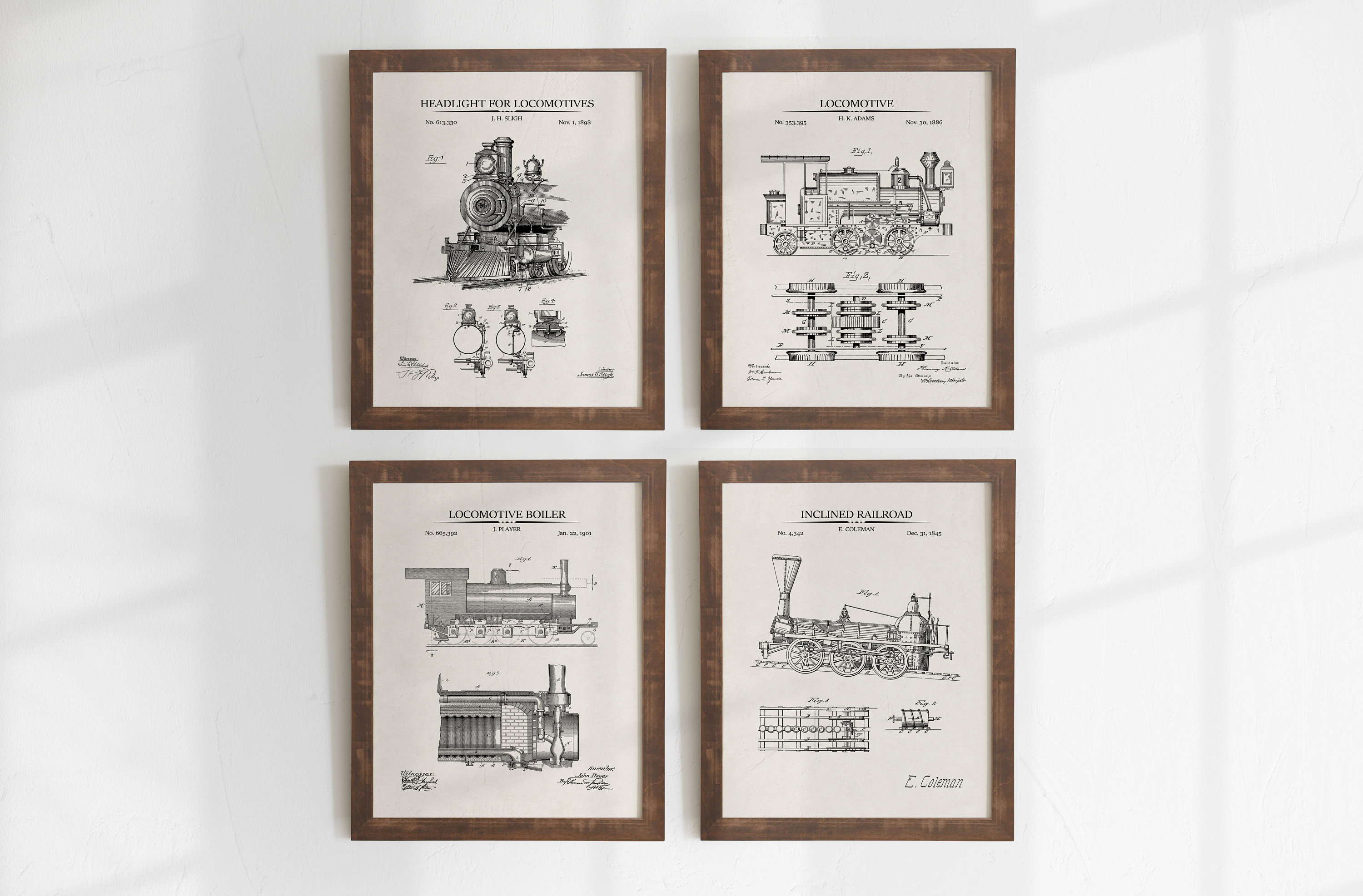 Train Patent Prints - Set of 4 - Printable Patent Artwork - Train Wall ...