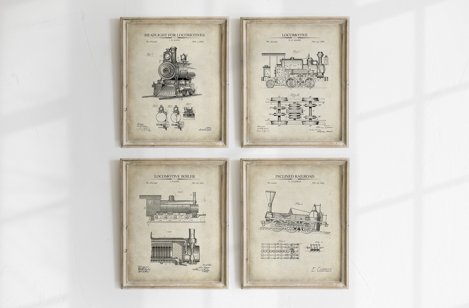 Train Patent Prints - Set of 4 - Printable Patent Artwork - Train Wall ...