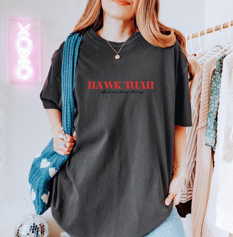 Hawk Tauh Retro Tee Quirky Spit Design Comfort Colors Shirt Fun Gift ...