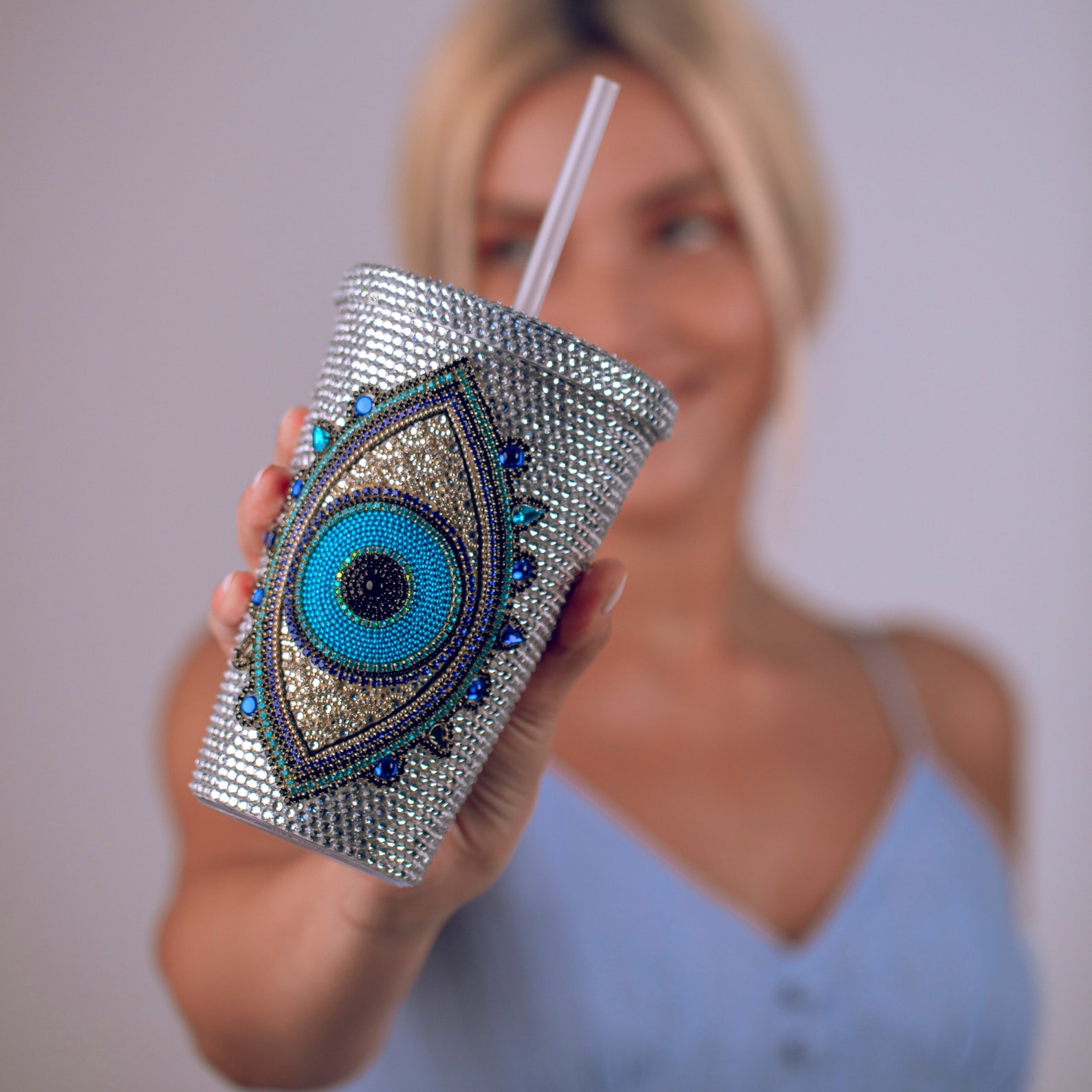 Bling Evil Eye Cup With Swarovski Crystals Customized JLO - Etsy