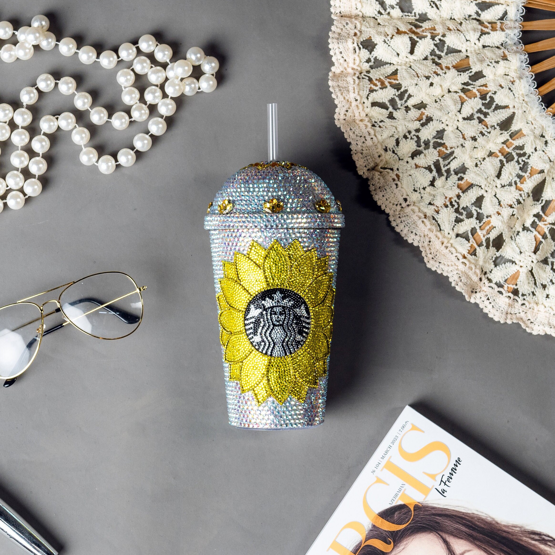 Sunflower Design Tumbler, 24 Oz Bling Rhinestone Speical Edition ...