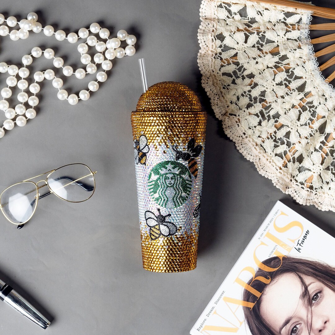 Rhinestone Bling Bee Floral Design Tumbler, 24 Oz Bling Rhinestone JLO ...