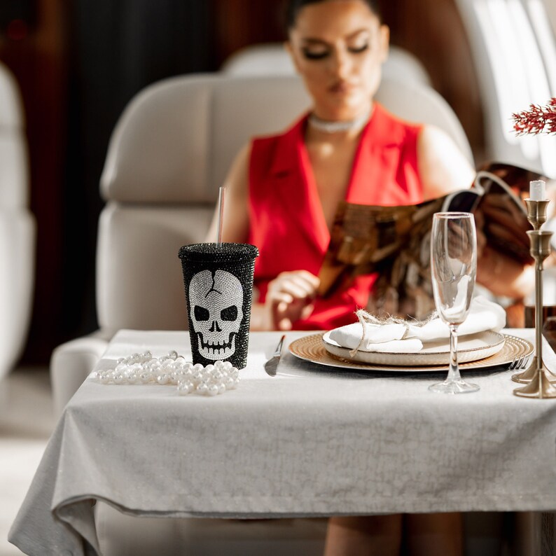 Blinged-out Skeleton Skull Ghost Face Tumbler, 16 Oz Bling Rhinestone ...