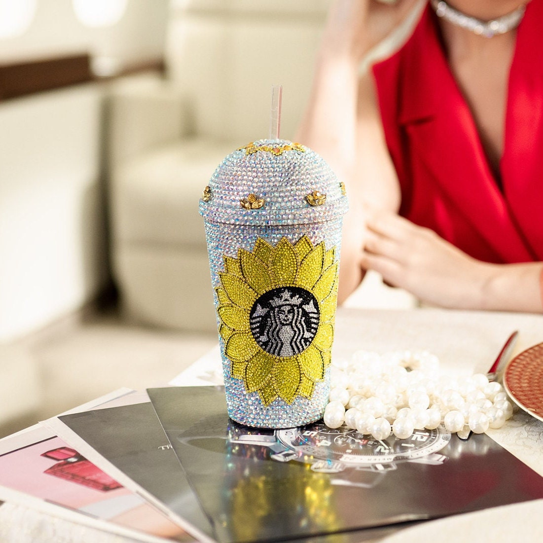 Sunflower Design Tumbler, 24 Oz Bling Rhinestone Speical Edition ...
