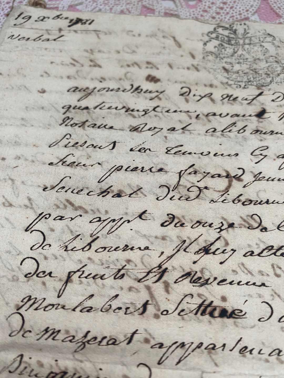 1781 {2} Old French Document, Manuscript, Handwritten Antique Ephemera ...