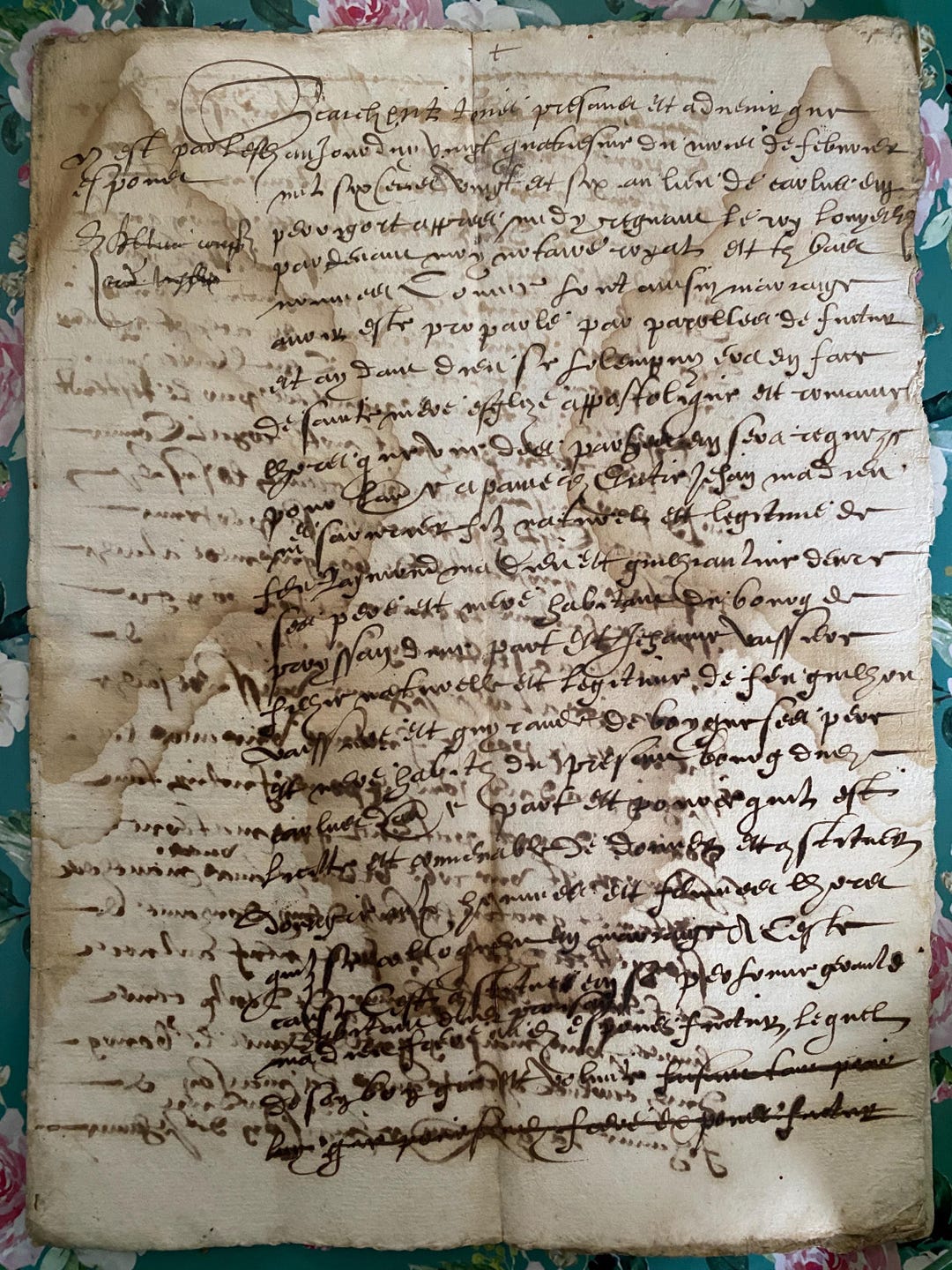 1626 2 Original Manuscript in Old French, Antique Papers From France ...