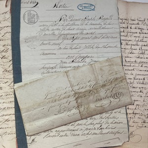 One Large French Document, Original, Handwritten, Calligraphy, Vintage ...