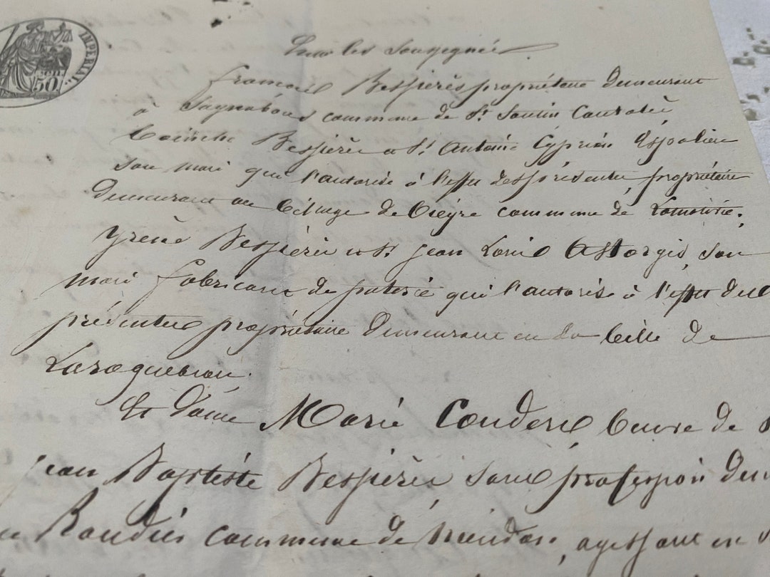 Document de 1870, papiers anciens français, manuscrits, manuscrits ...