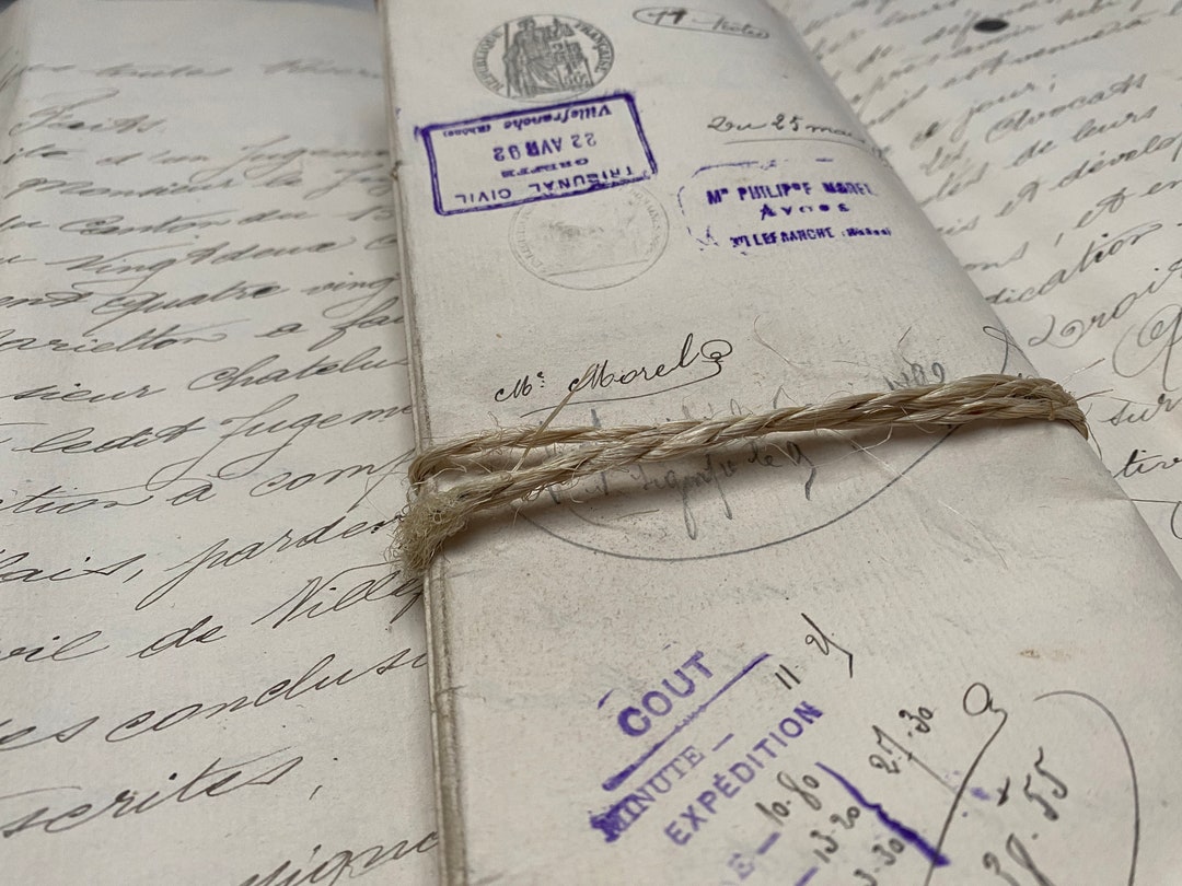 One 1890s Handwritten French Notary Document, Vintage, Calligraphy ...