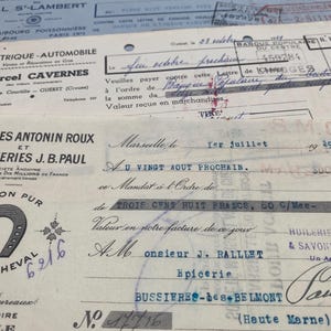 5 Original French Receipts, Lettres De Change, Order of Payment ...