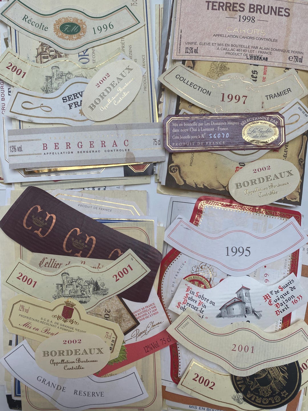 Original French Wine Labels, 30 Pieces, Both Used and Unused ...