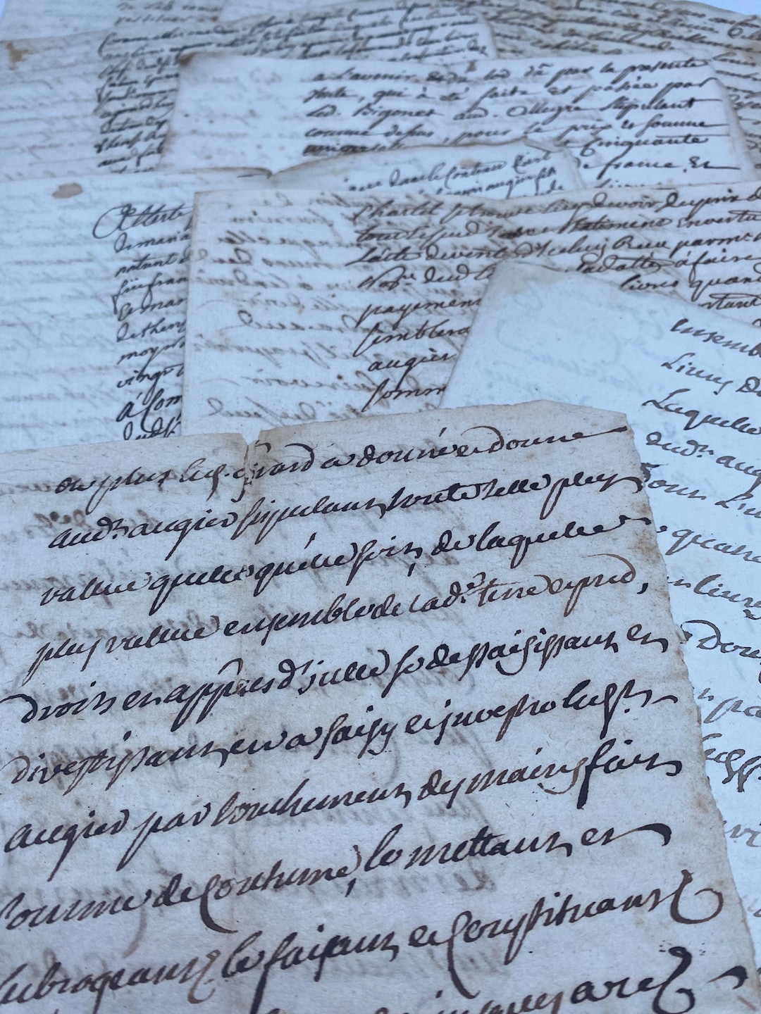 One 1700s French Antique Notary Manuscript, Original Old Handwritten ...