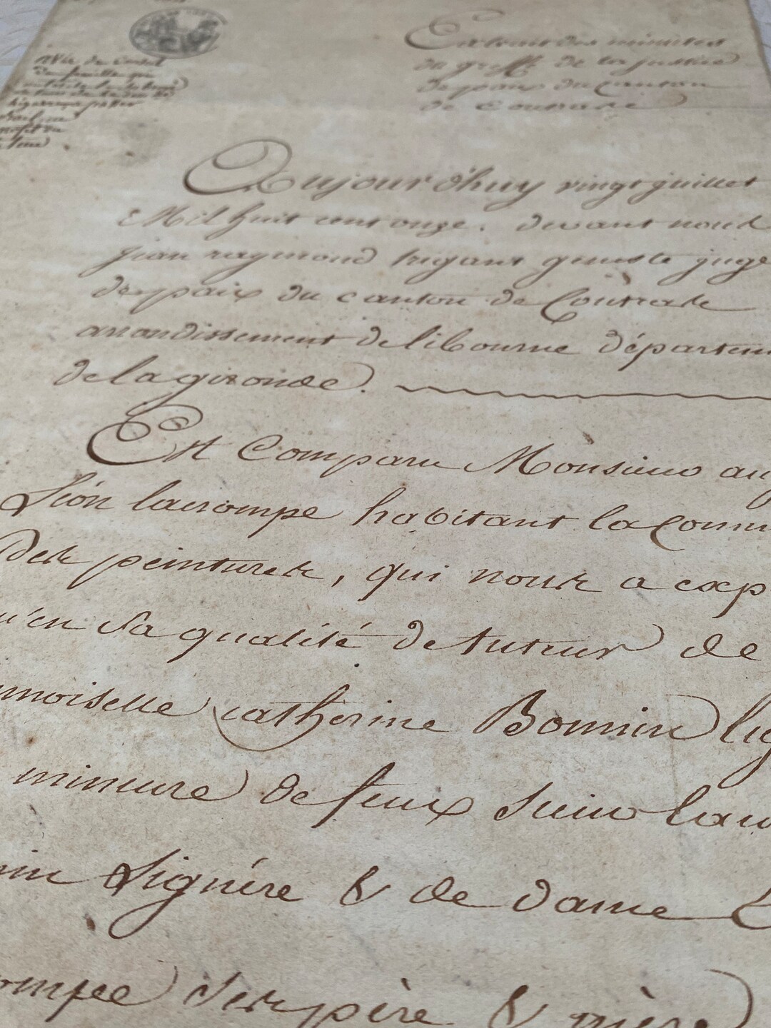 1811 Antique French Document, Manuscript, Handwritten Historical ...