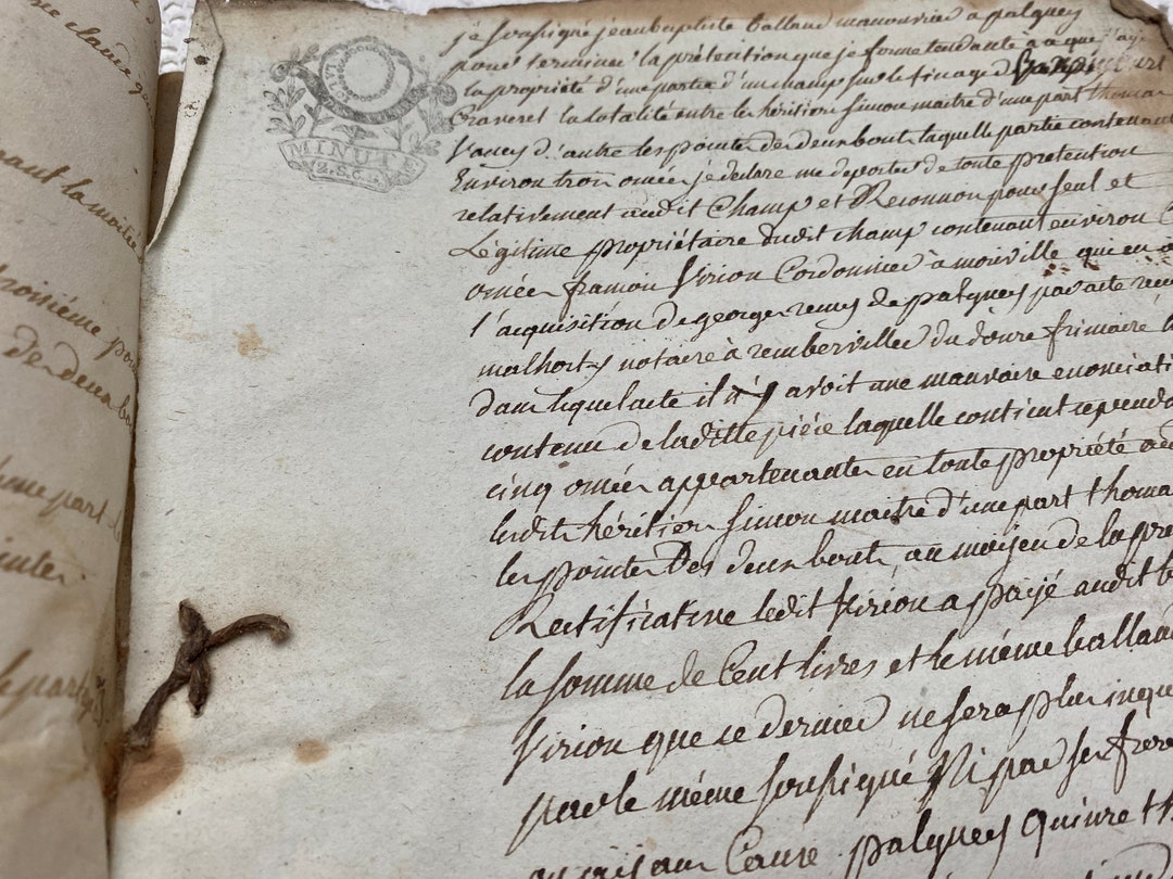 1793 Antique French Documents on Original Vellum, Handwritten ...