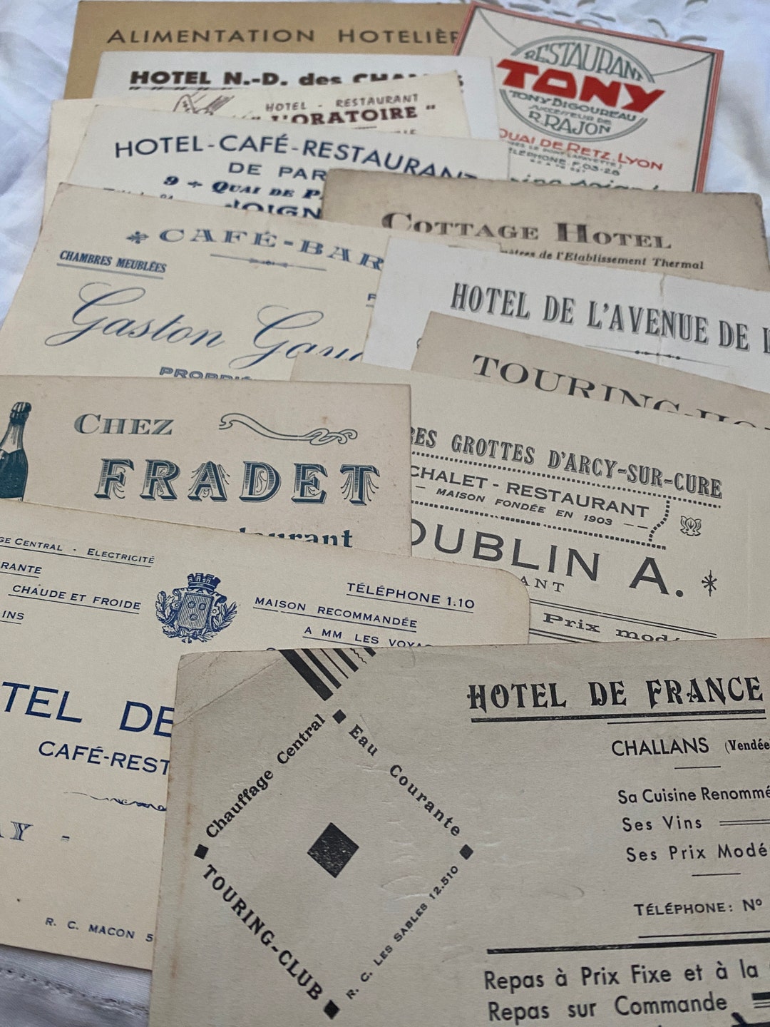 13 French Hotel Cartes De Visite, Business Cards, 1930s, Vintage Papers ...