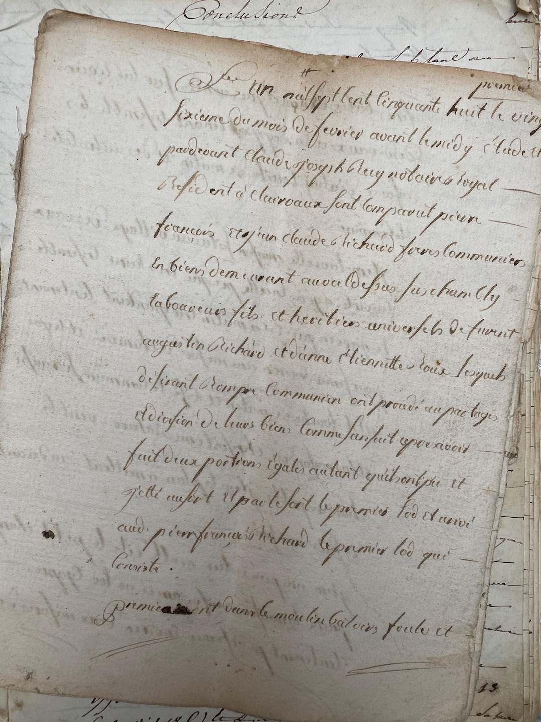 10 Pages, 1758 Antique French Manuscript, Original French Antique ...
