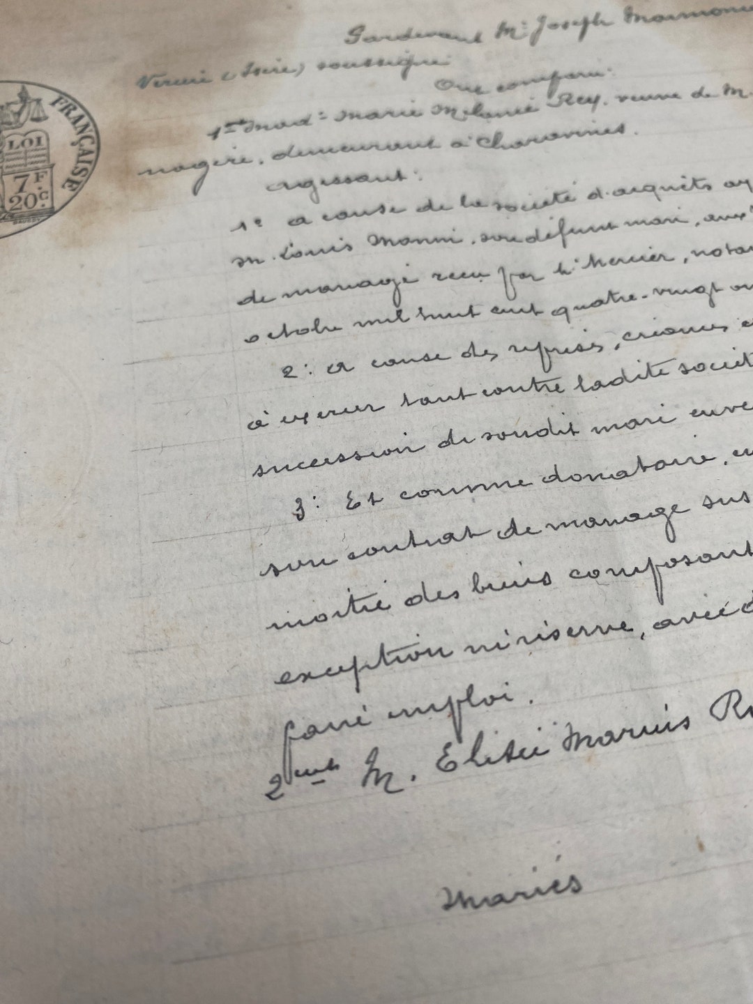 1891 Antique French Manuscript, Original Documents Handwritten ...