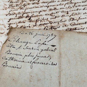 Two 1700s Antique French Documents, Manuscripts, Handwritten Antique ...