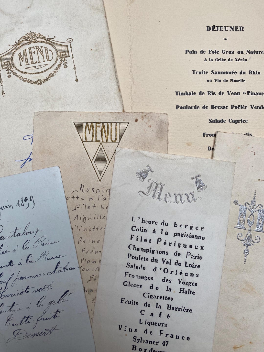 Old French Wedding Menu Cards 2, 6 Pieces, 1900 1950s, Vintage Paper ...