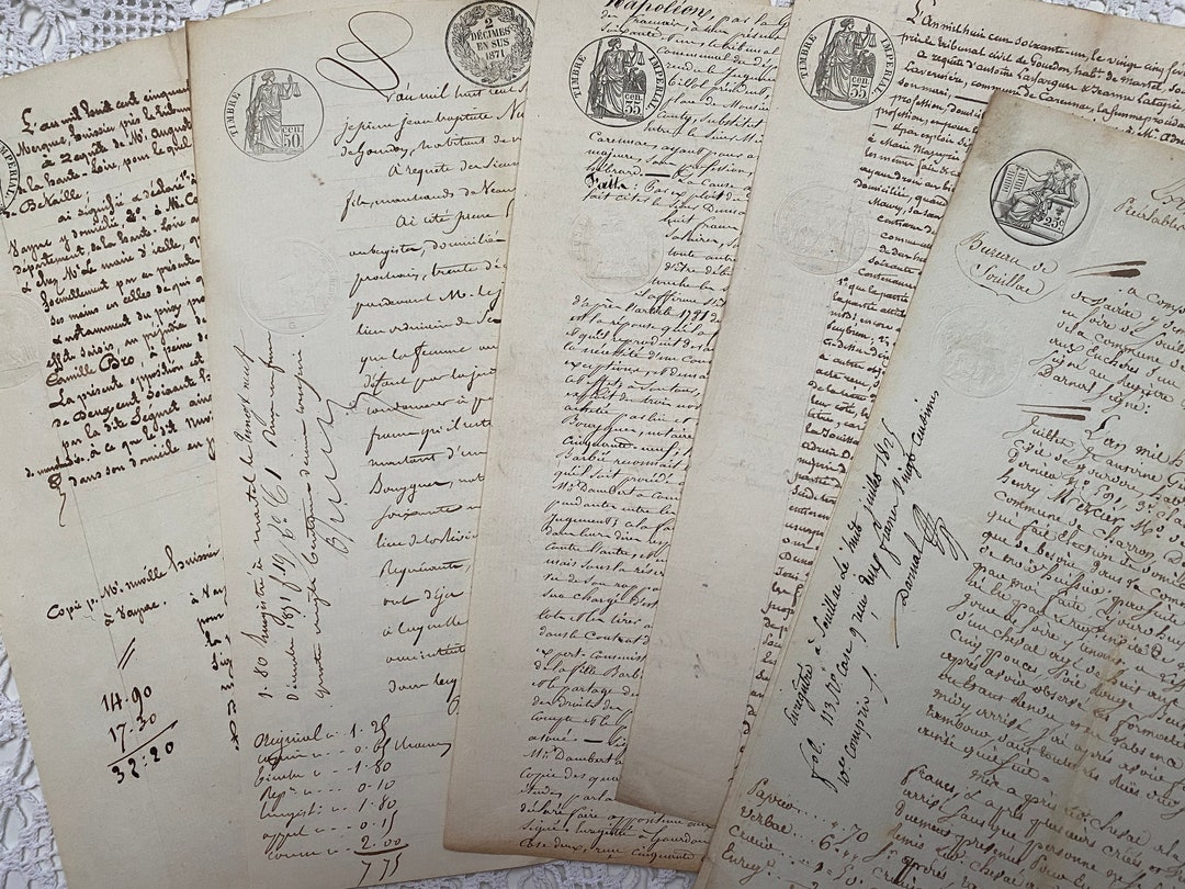 1800s French Document Paper, Original, Handwritten, Calligraphy ...