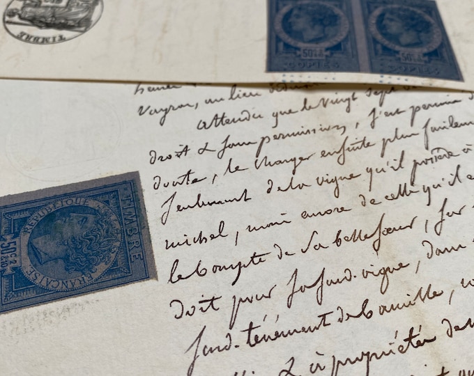 Handwritten Document With Blue Stamp Manuscript Calligraphy - Etsy