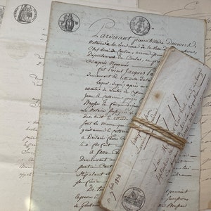 One Large French Document, Original, Handwritten, Calligraphy, Vintage ...