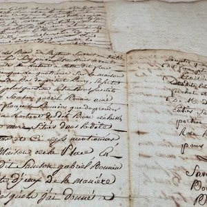 Two 1700s Antique French Documents, Manuscripts, Handwritten Antique ...