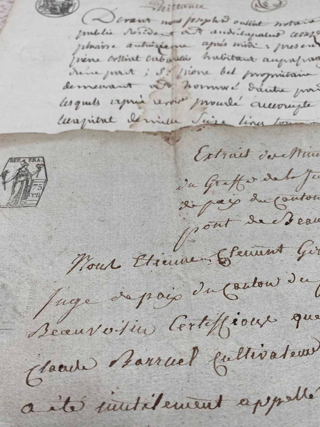 2 French Documents, French Revolution, Original, Handwritten ...