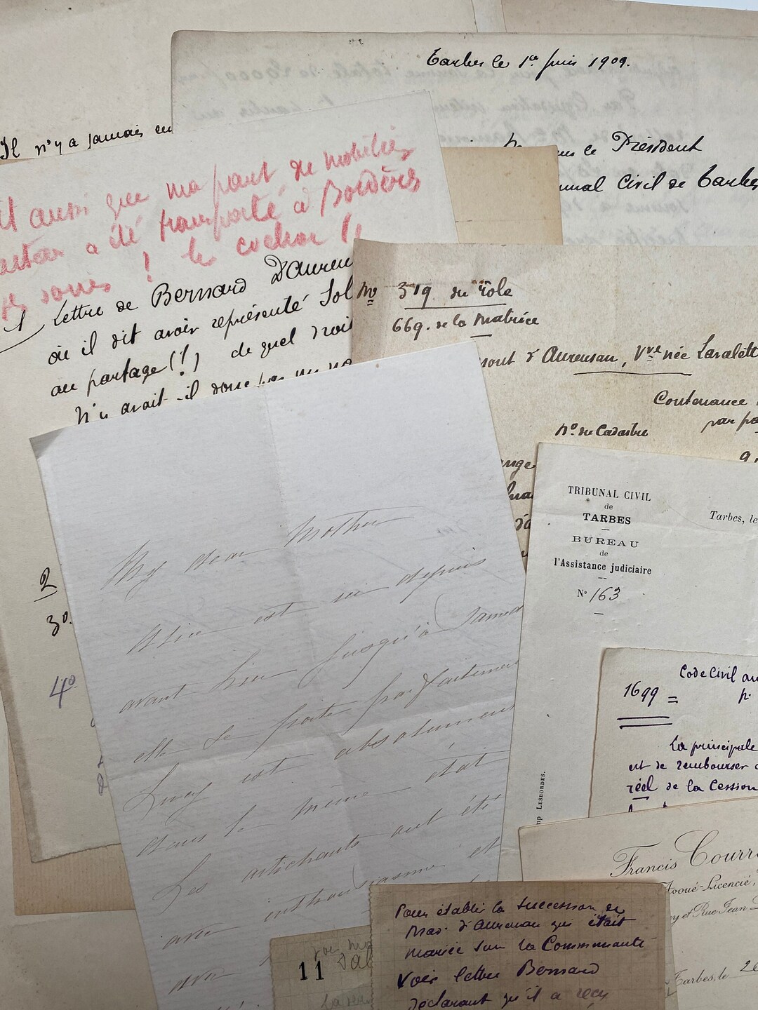 Bundle 4 of 12 Assorted French Papers, Vintage, Old Handwritten ...