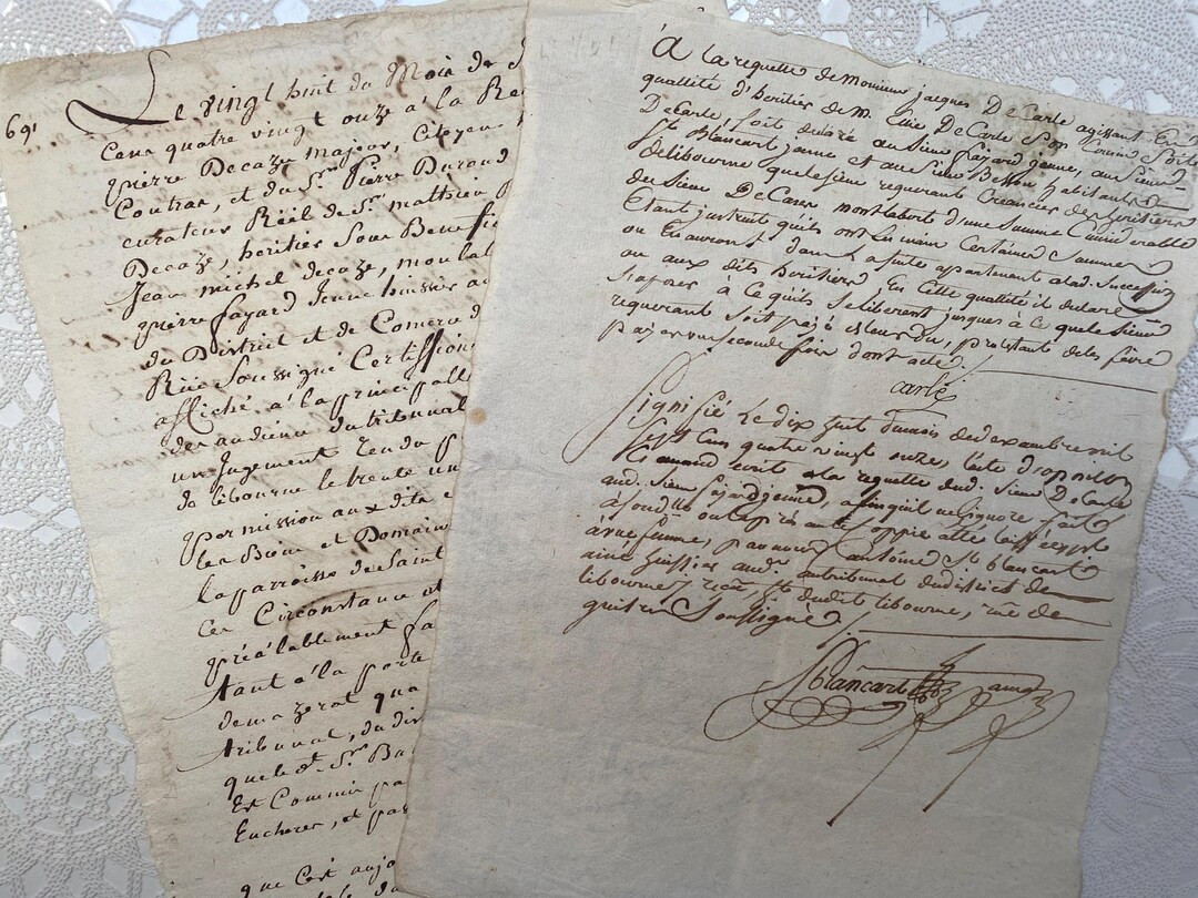 Two 1700s Papers {bundle 5} French Antique Documents, Manuscripts ...