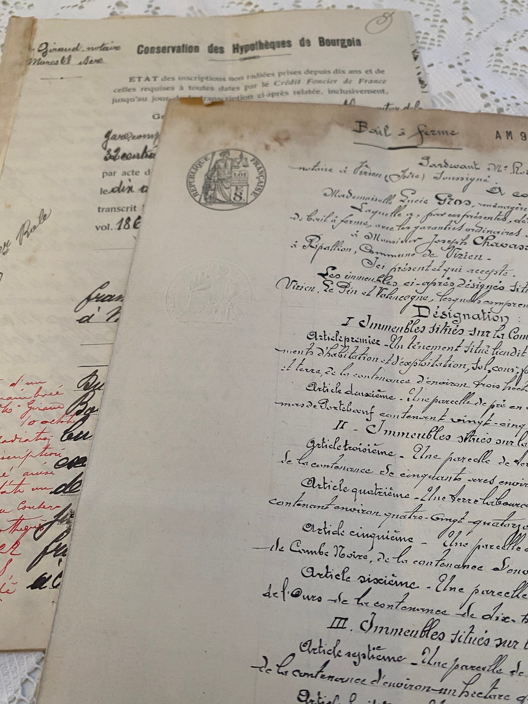 2 Piece Vintage Bundle of 1900s French Papers, Documents, Collection of ...