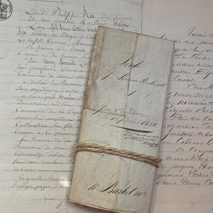 One Large French Document, Original, Handwritten, Calligraphy, Vintage ...