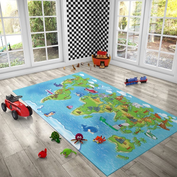 World Map Rug - Etsy