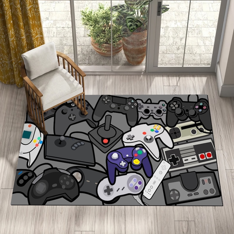 Video Games Rug Joystick Rug Game Room Rug Retro Game Rug - Etsy