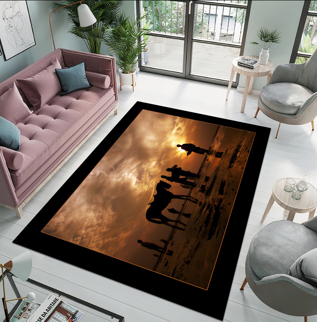 Sunset Rug, Horse, Animal Rug, Bed Rug, Carpet for Living Room, Area ...