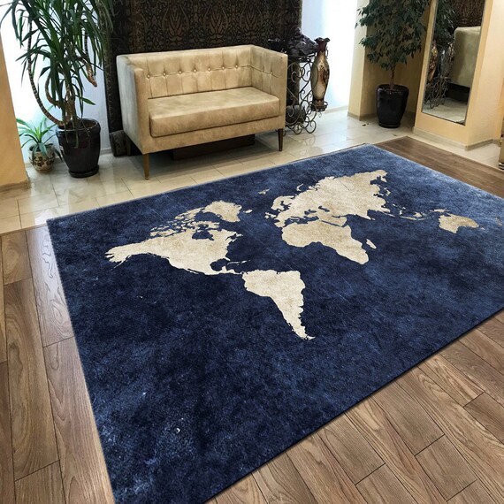 World Rug World Map Tapestry Office Rug Area Rug Aesthetic - Etsy