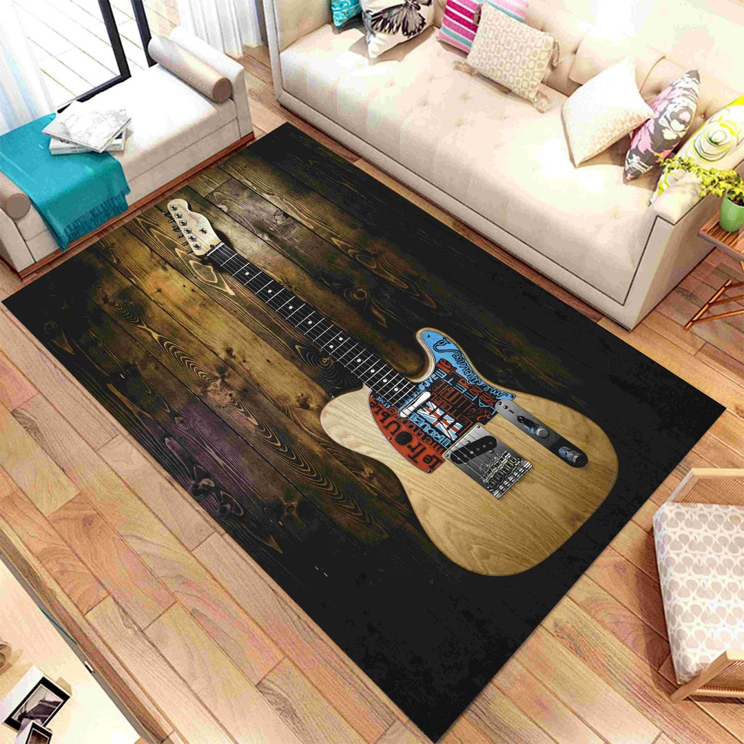Wooden Guitar Rug, Guitar Carpets, Music Rug, Fan Carpet, Area Rug ...