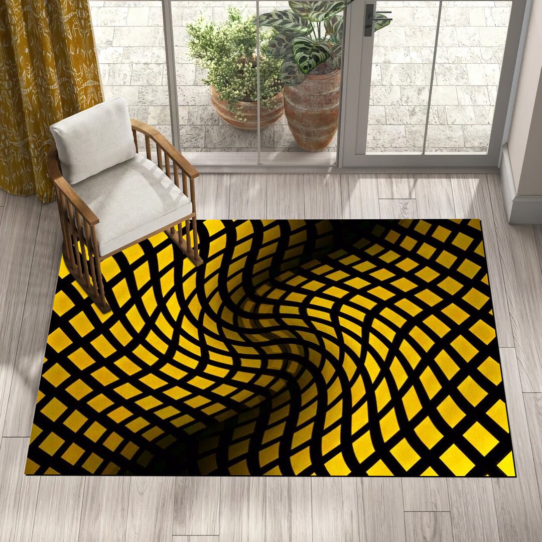 Yellow Vortex Rug, Ruggable Rug, Bed Rug, Carpet for Living Room, Fan ...